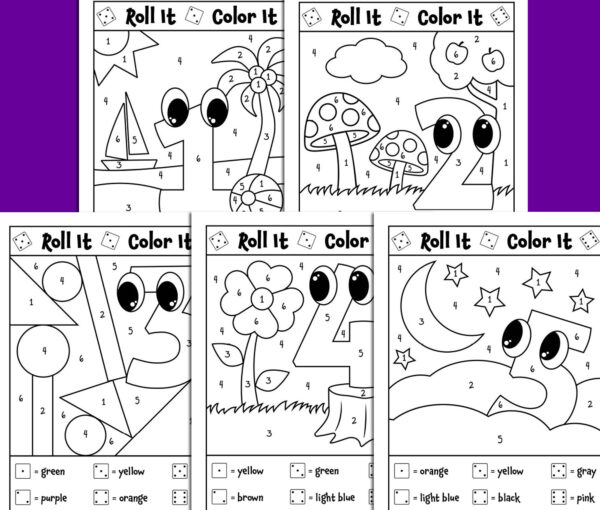 Color by Number | Roll and Color | Coloring Pages | Math Game | Dice ...