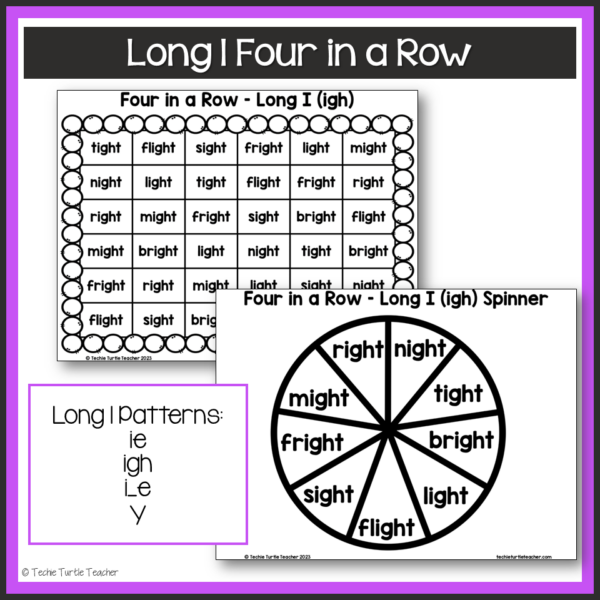 Phonics Game: Vowel Sounds Four in a Row - Long I - Decoding & Fluency ...