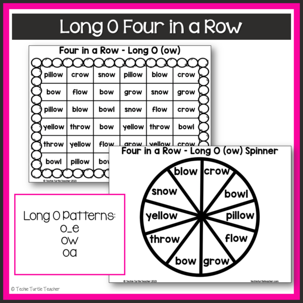 Phonics Game: Vowel Sounds Four in a Row - Long O - Decoding & Fluency ...