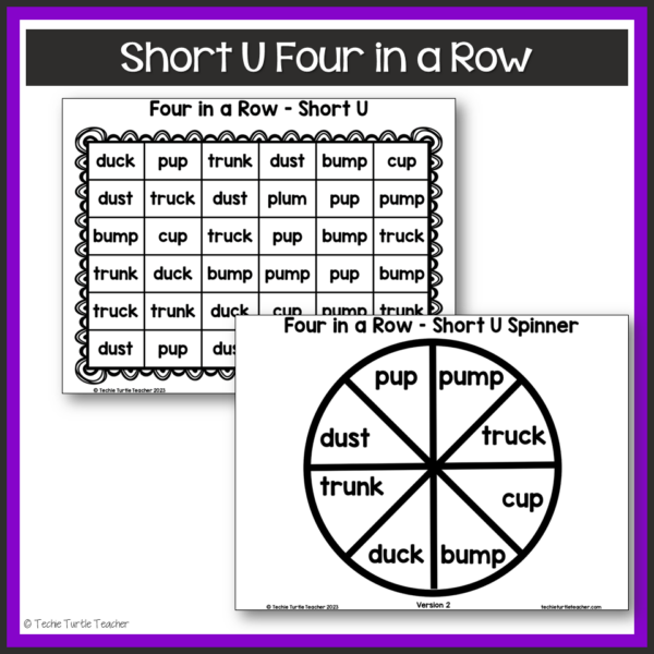 Phonics Game: Vowel Sounds Four in a Row - Short U - Decoding & Fluency ...