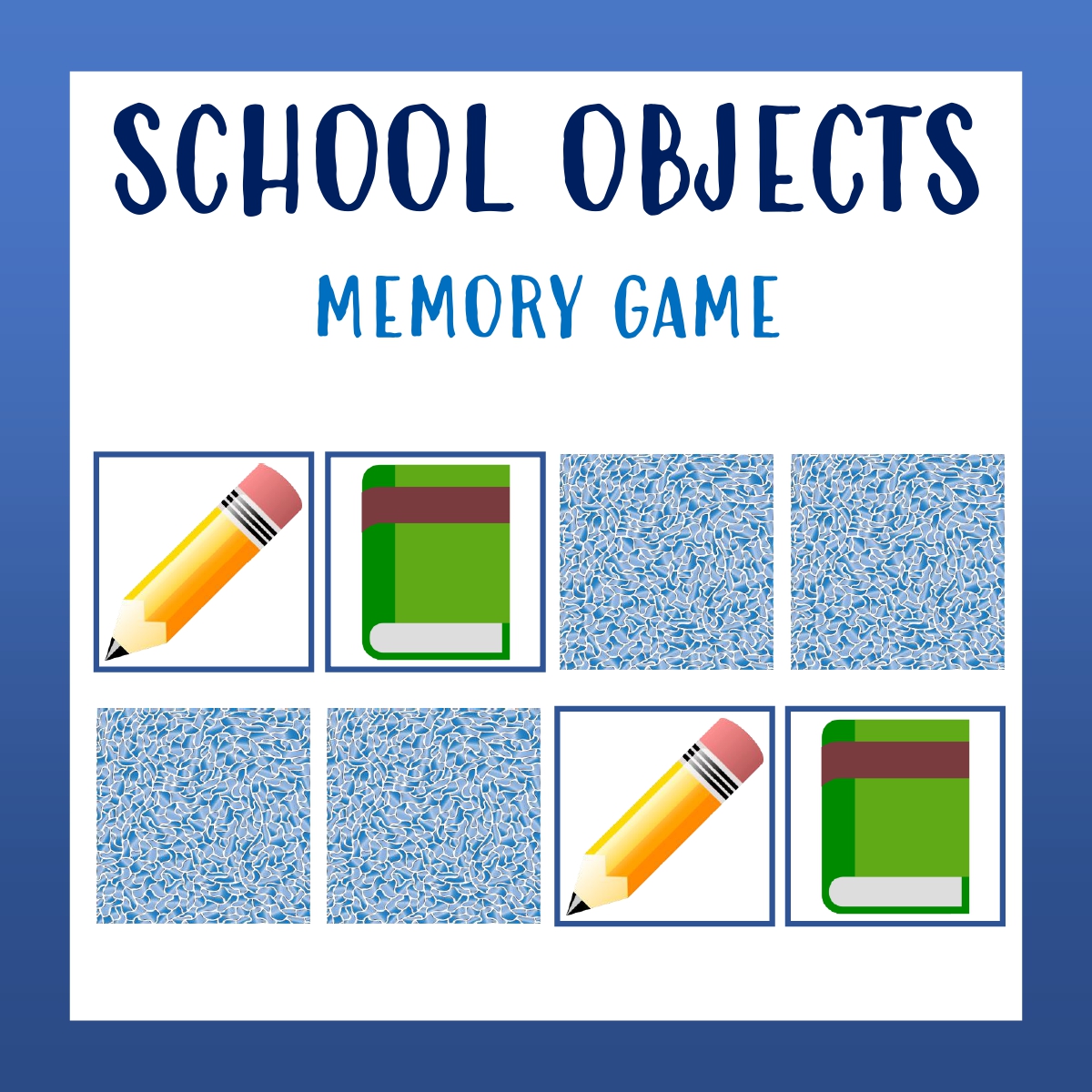 School Objects Memory Game (Match picture with picture) | Made By Teachers