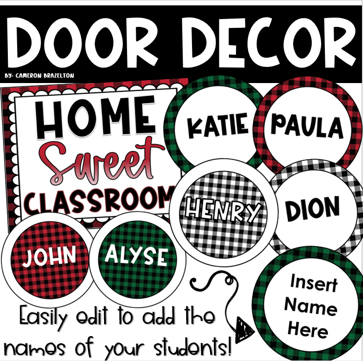 Back to School Door Display Bulletin Board Decor Buffalo Check Plaid ...