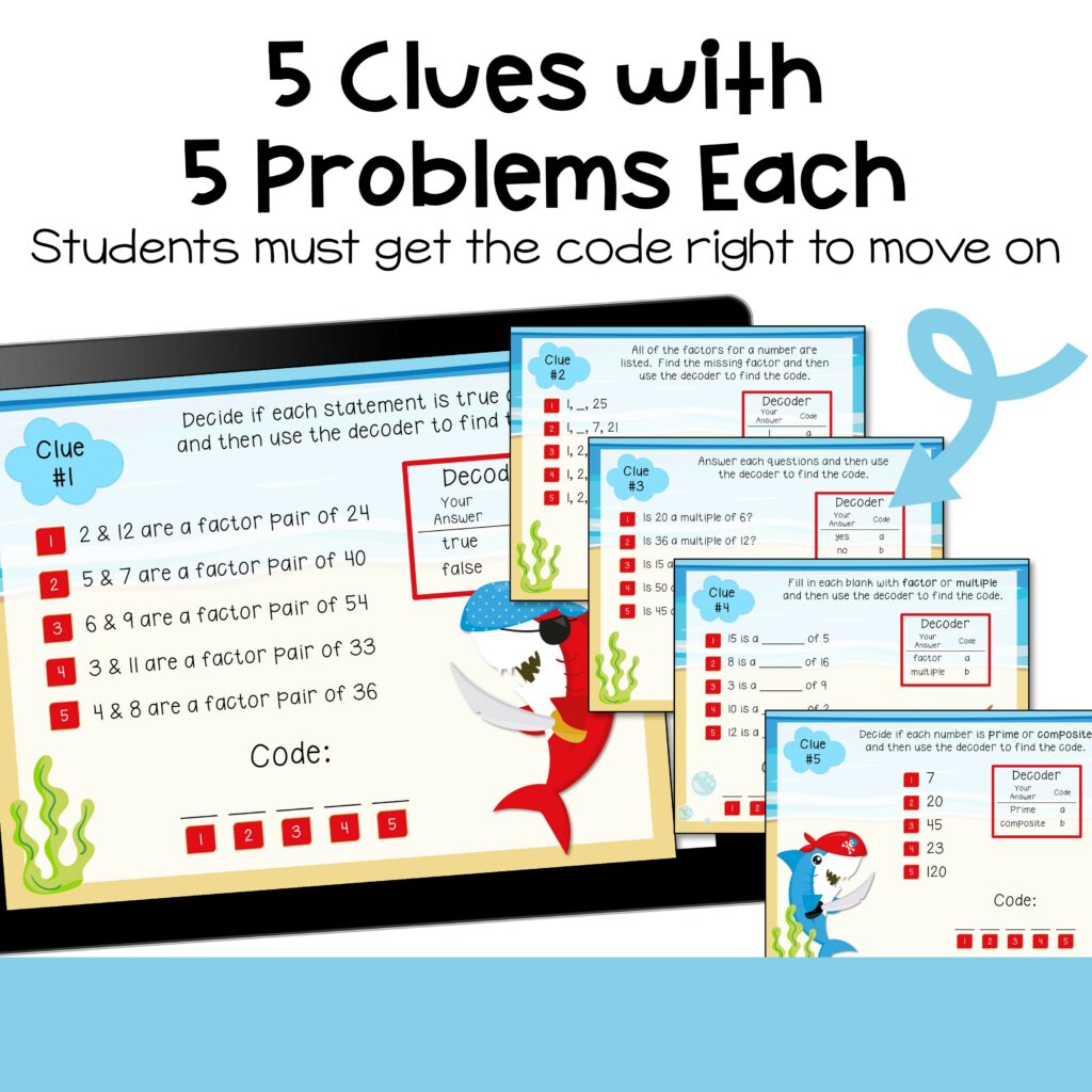 Factors Multiples Prime and Composite Digital Escape Room - Made By ...