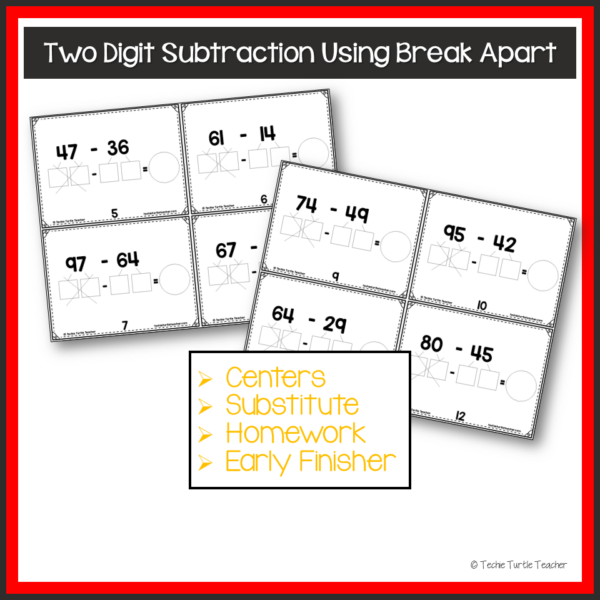 2-Digit Subtraction using Break Apart (Partial Differences) Strategy ...