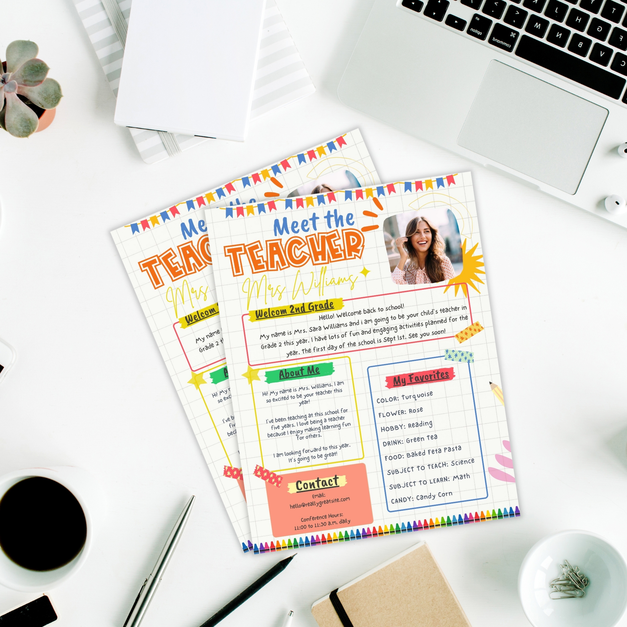 Colorful Meet The Teacher Template Letter Flyer, Printable Parent ...