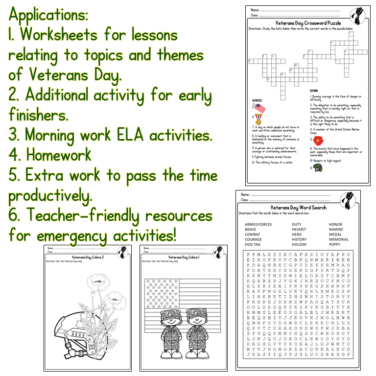 Veterans Day No-Prep ELA Worksheets | Made By Teachers