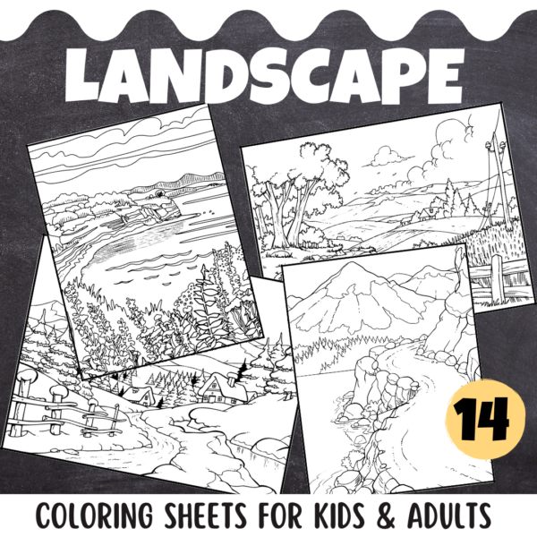Landscape Coloring Pages- Adventure Coloring Pages- Nature Coloring ...