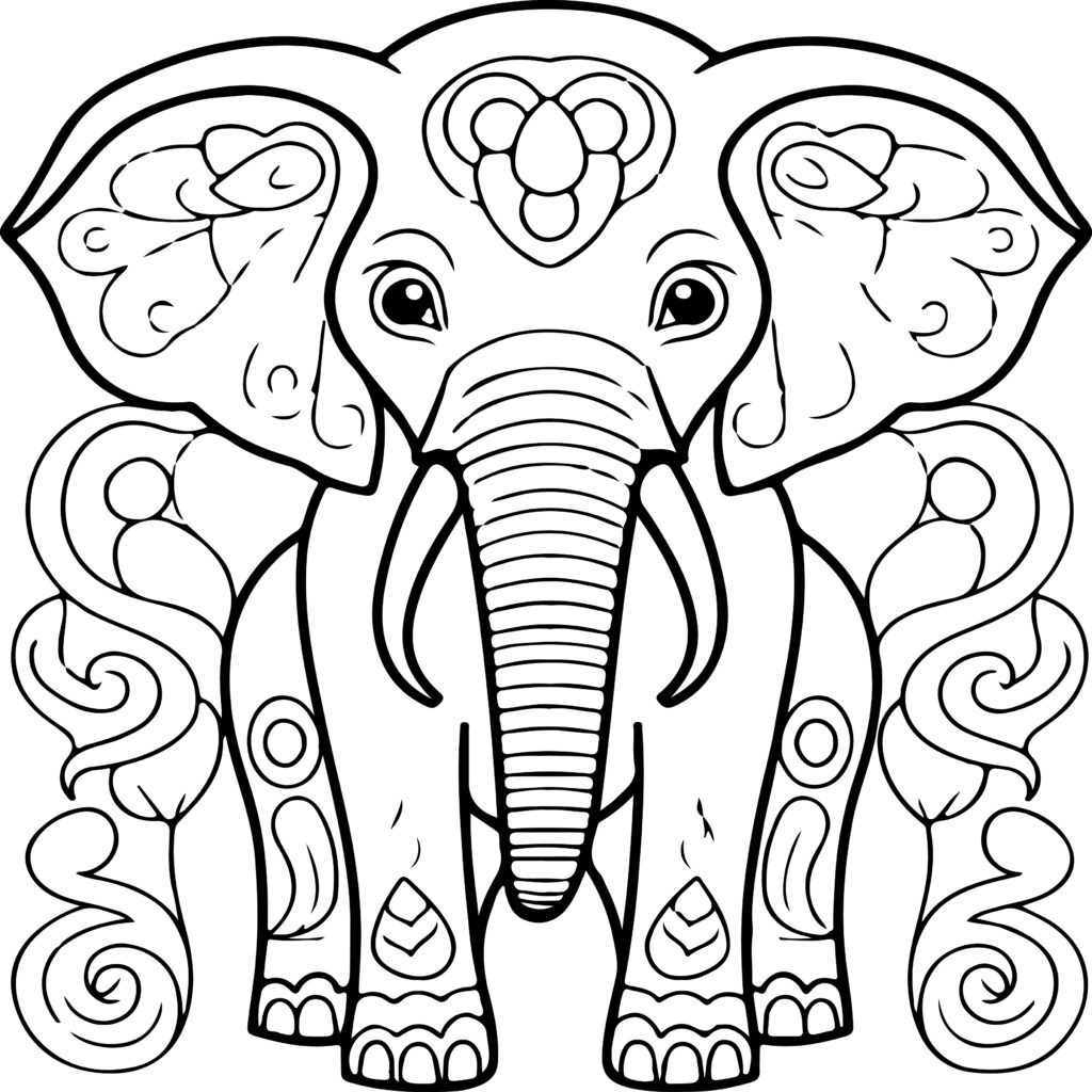 Elephant Coloring Book For Kids: Adorable Elephant Coloring Book for ...