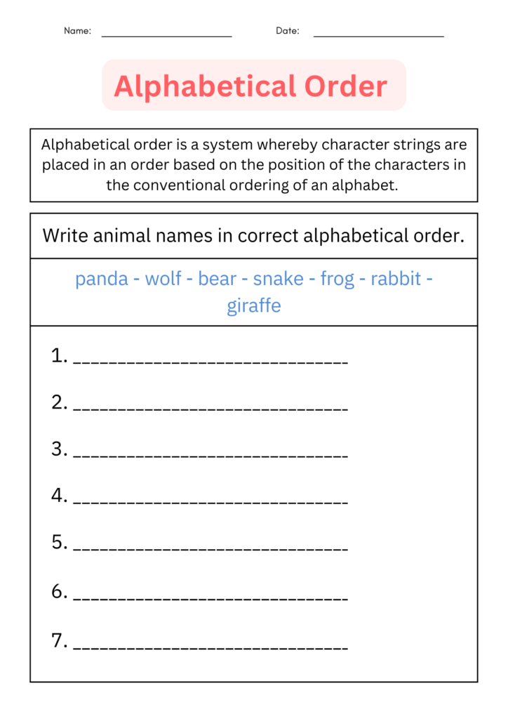 ABC Order - Printable Alphabetical Order Worksheets for 1st l 2nd l 3rd ...