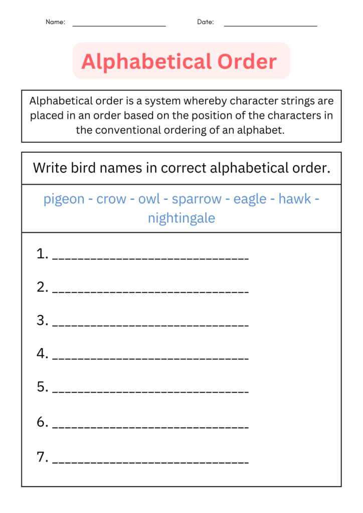 ABC Order - Printable Alphabetical Order Worksheets for 1st l 2nd l 3rd ...
