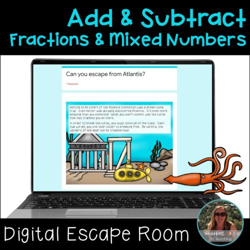 Adding and Subtracting Fractions and Mixed Numbers Digital Escape Room ...