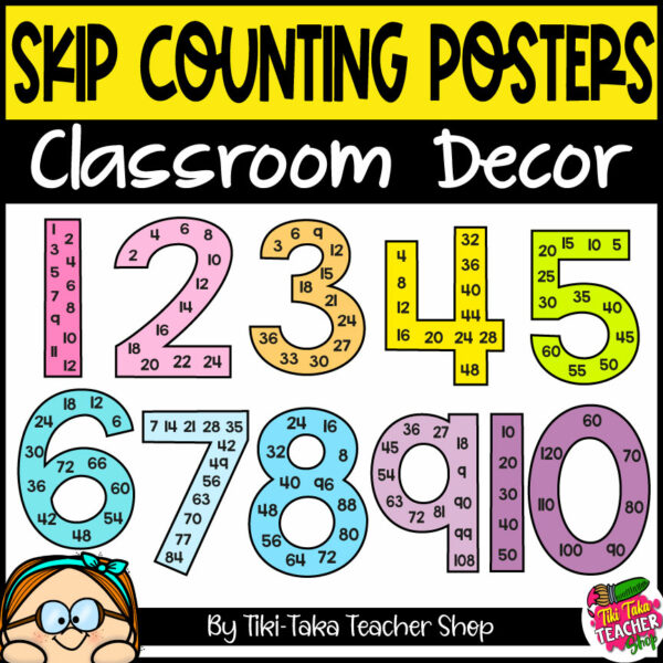 Skip Counting Posters - Large Number Display | Rainbow Brights ...