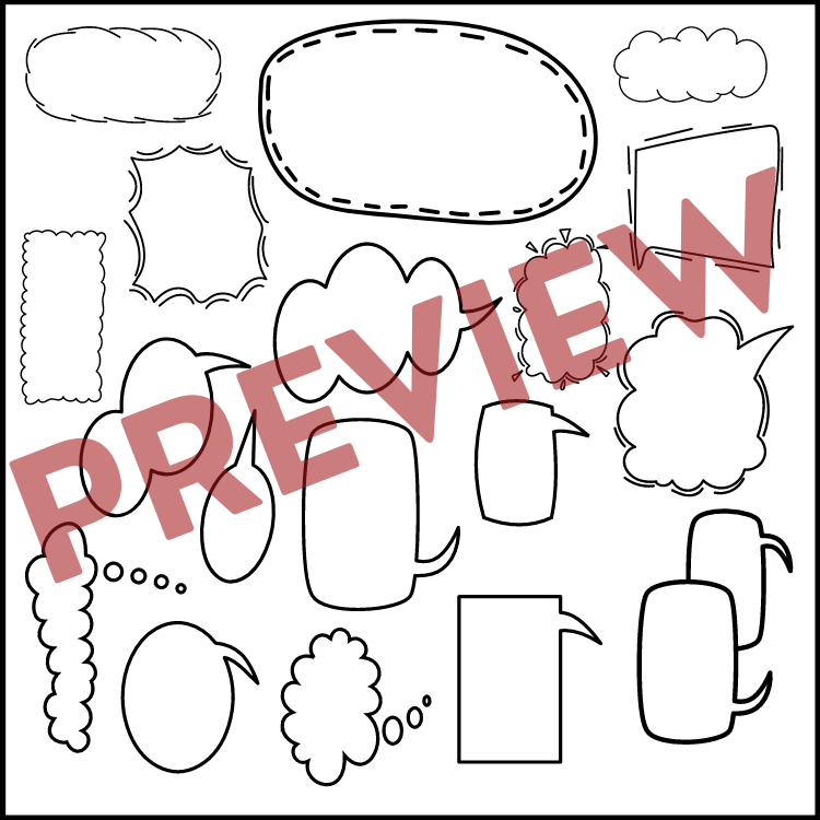 Back To School Doodles Speech Bubbles-Speech Bubbles Clipart Set ...