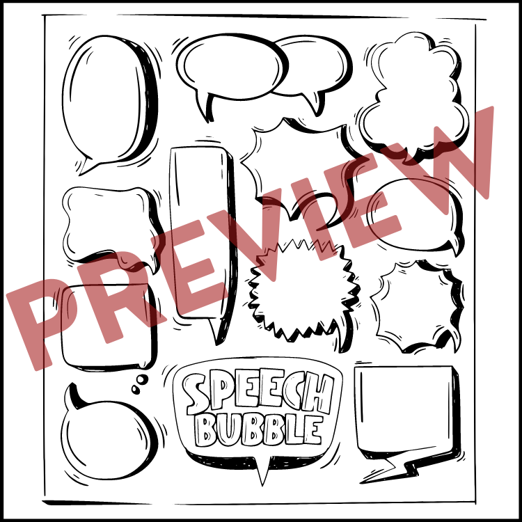 Back To School Doodles Speech Bubbles-Speech Bubbles Clipart Set ...