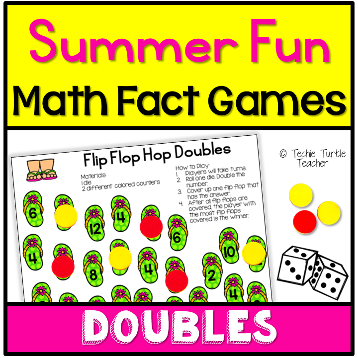 Addition Doubles Strategy Summer Fun Themed Math Fact Games: Partner ...