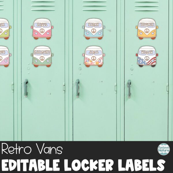 Groovy Retro Van Name Tags - Editable Locker Labels or Cubby Tags ...