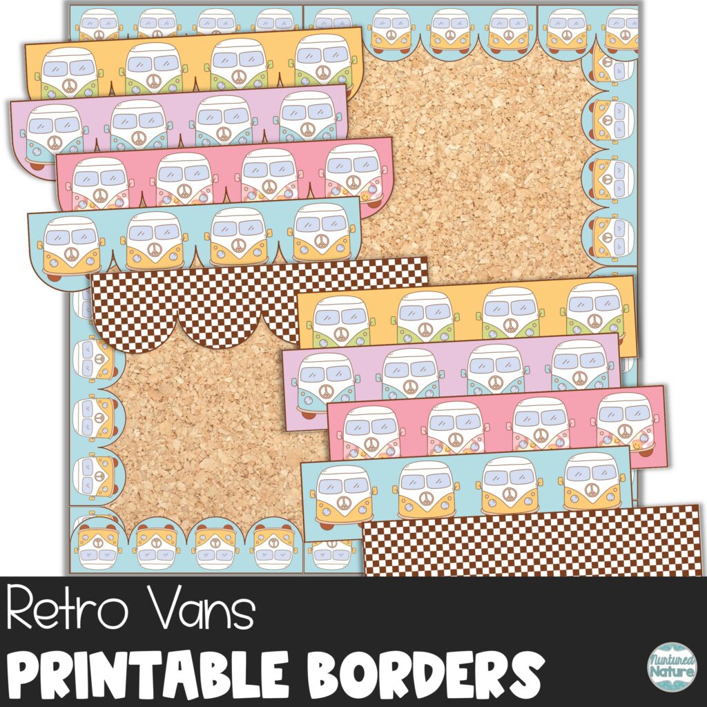 Retro Classroom Decor - Printable Bulletin Board Borders - Vans and ...