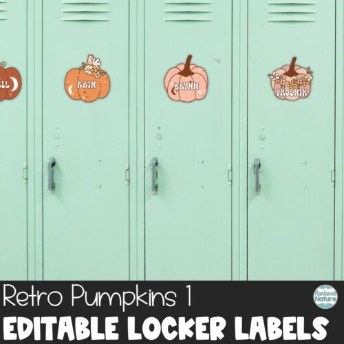 Fall Name Tags - Editable Locker Labels or Cubby Tags - Retro Pumpkins ...