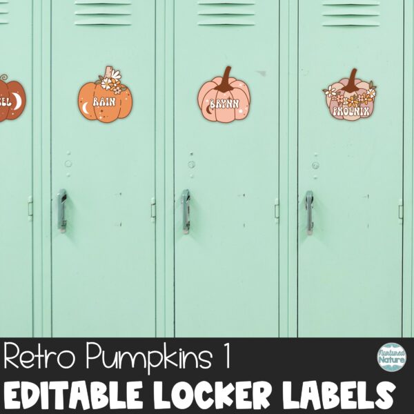 Fall Name Tags - Editable Locker Labels or Cubby Tags - Retro Pumpkins ...