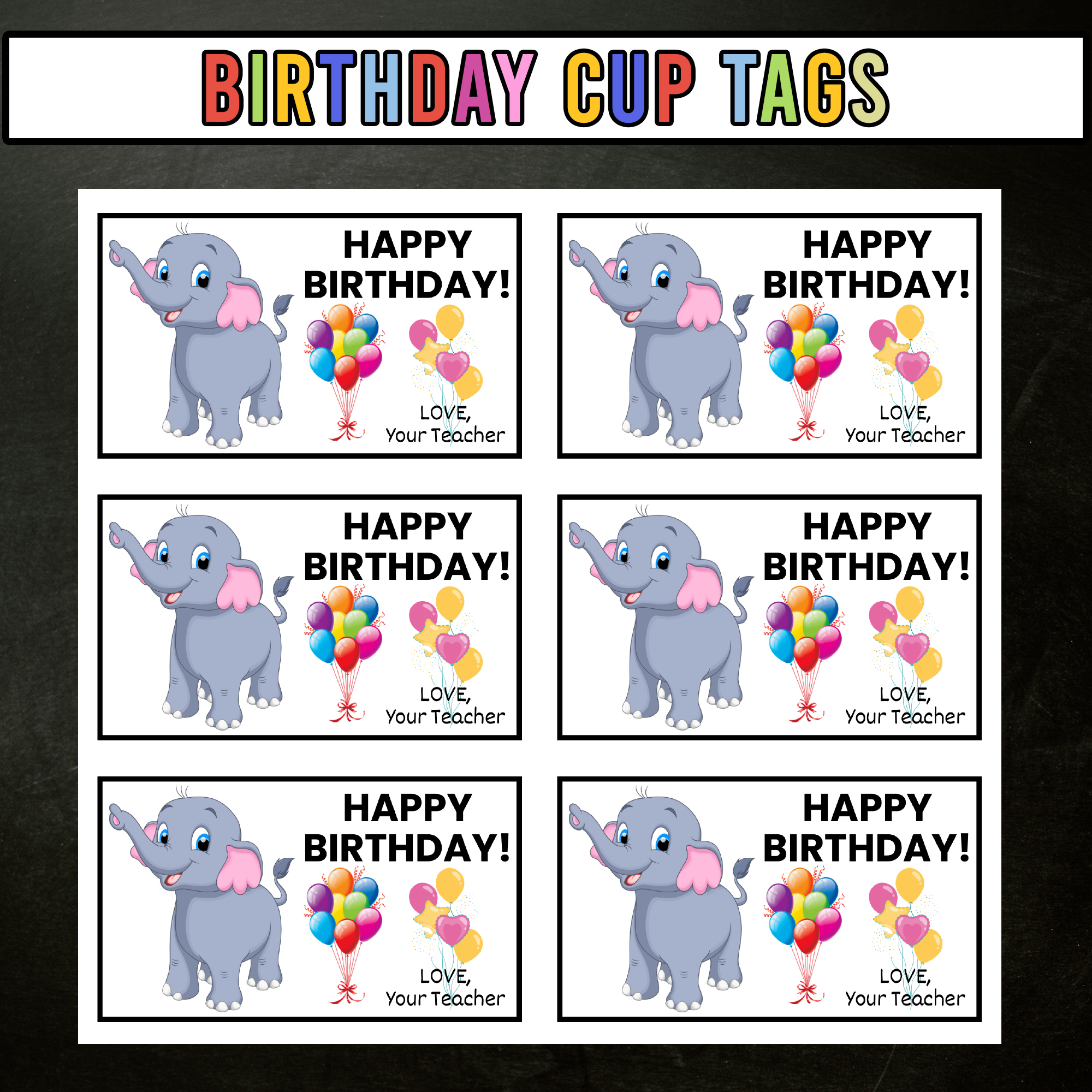 Happy birthday cup tags, Birthday cup Labels - EDITABLE | Made By Teachers