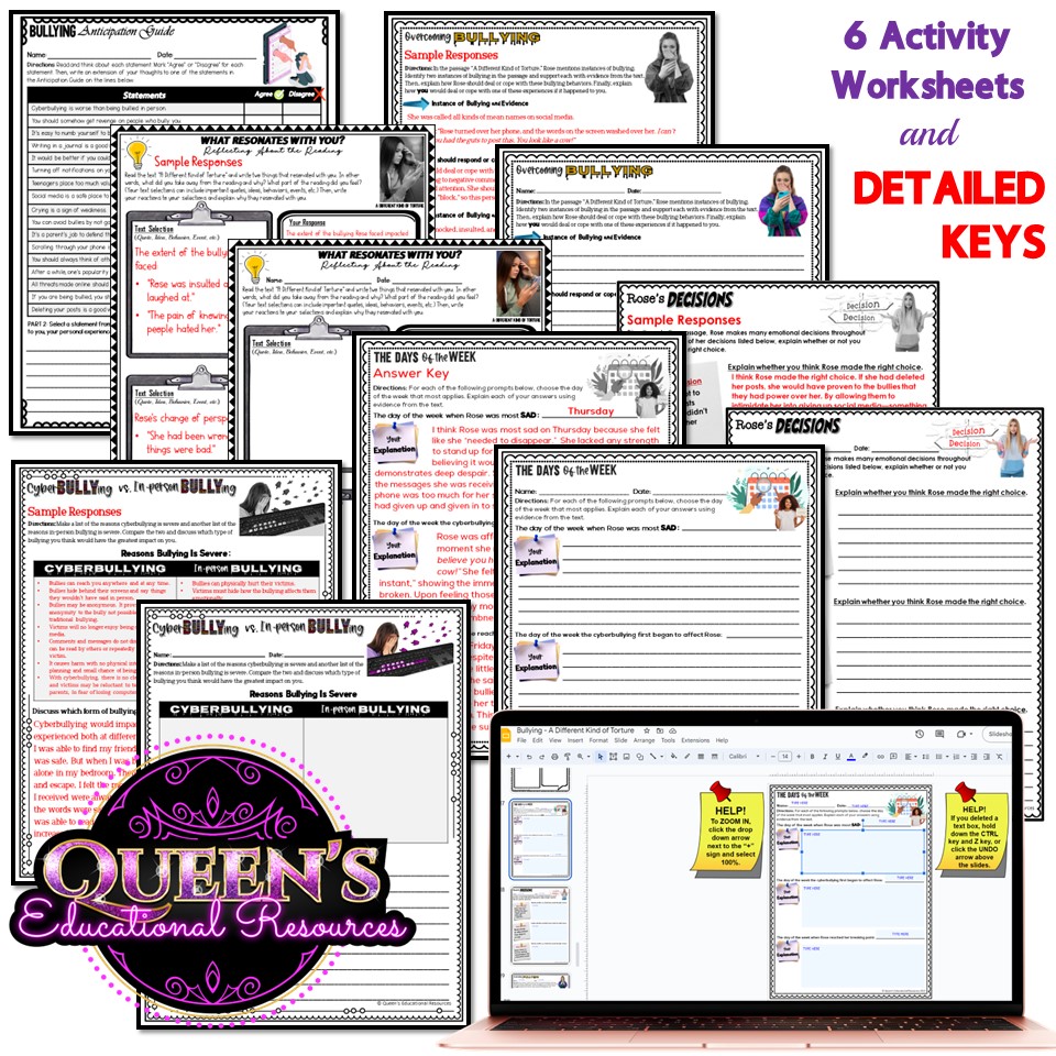 Bullying Reading Passage and Activities | Bullying Worksheets ...