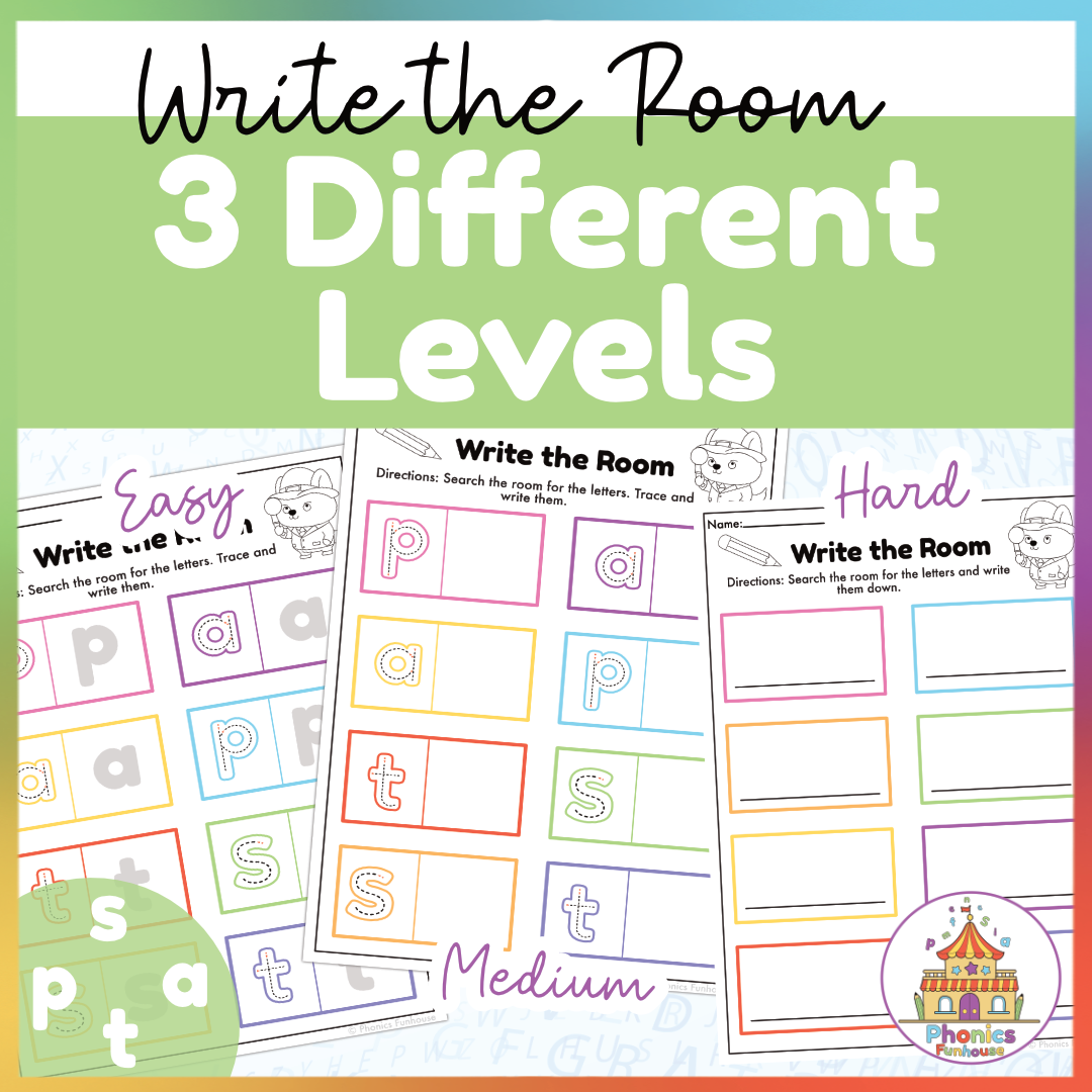 Kindergarten Practice Writing - Write the Room, s a t p Sounds | Made ...