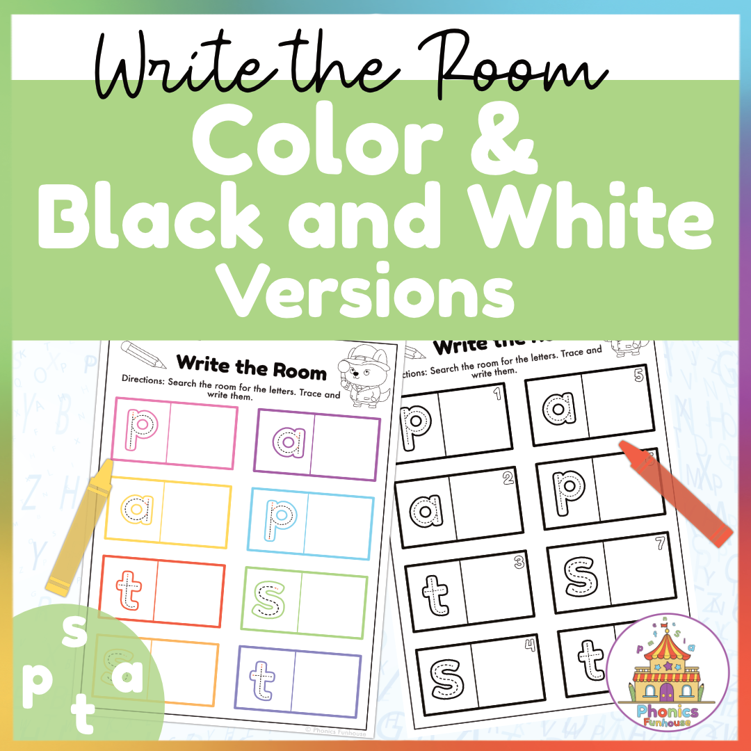 Kindergarten Practice Writing - Write the Room, s a t p Sounds | Made ...