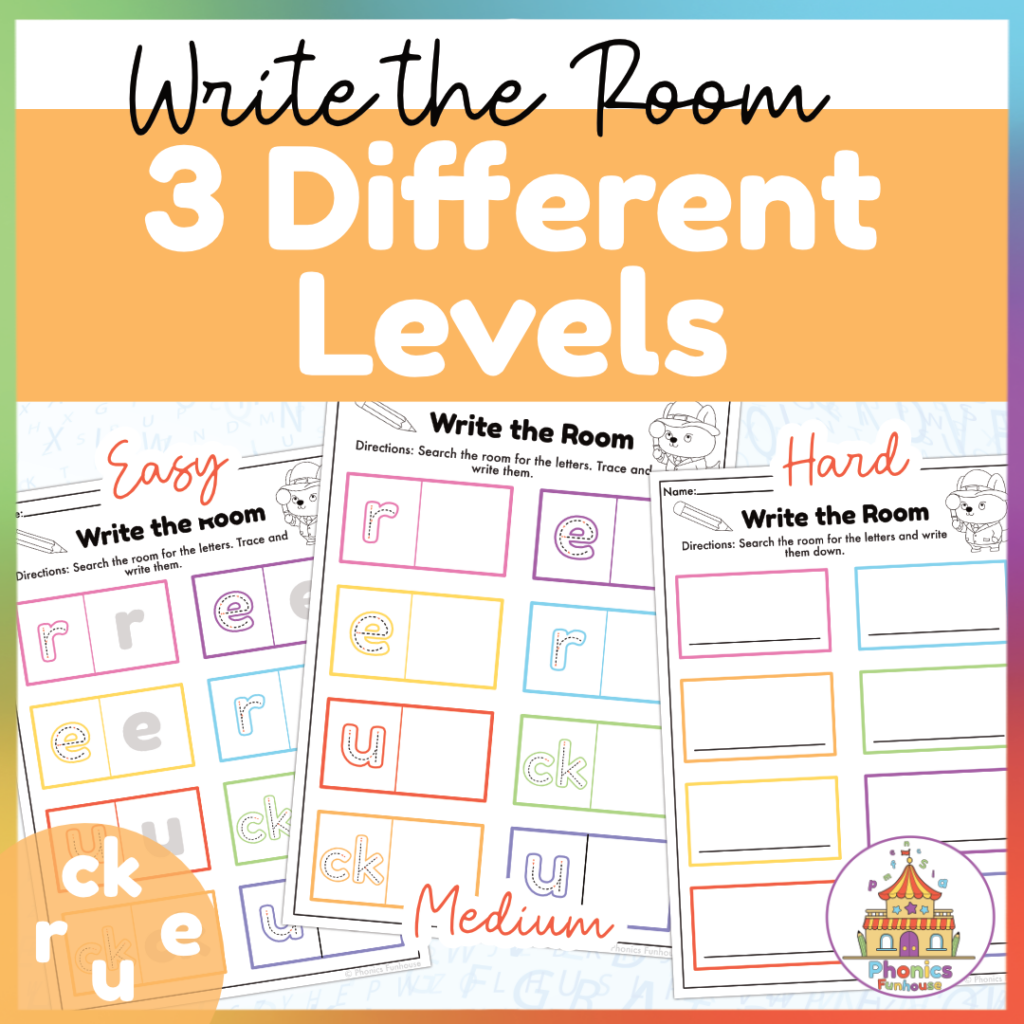 Kindergarten Practice Writing - Write the Room, ck e u r Sounds - Made ...