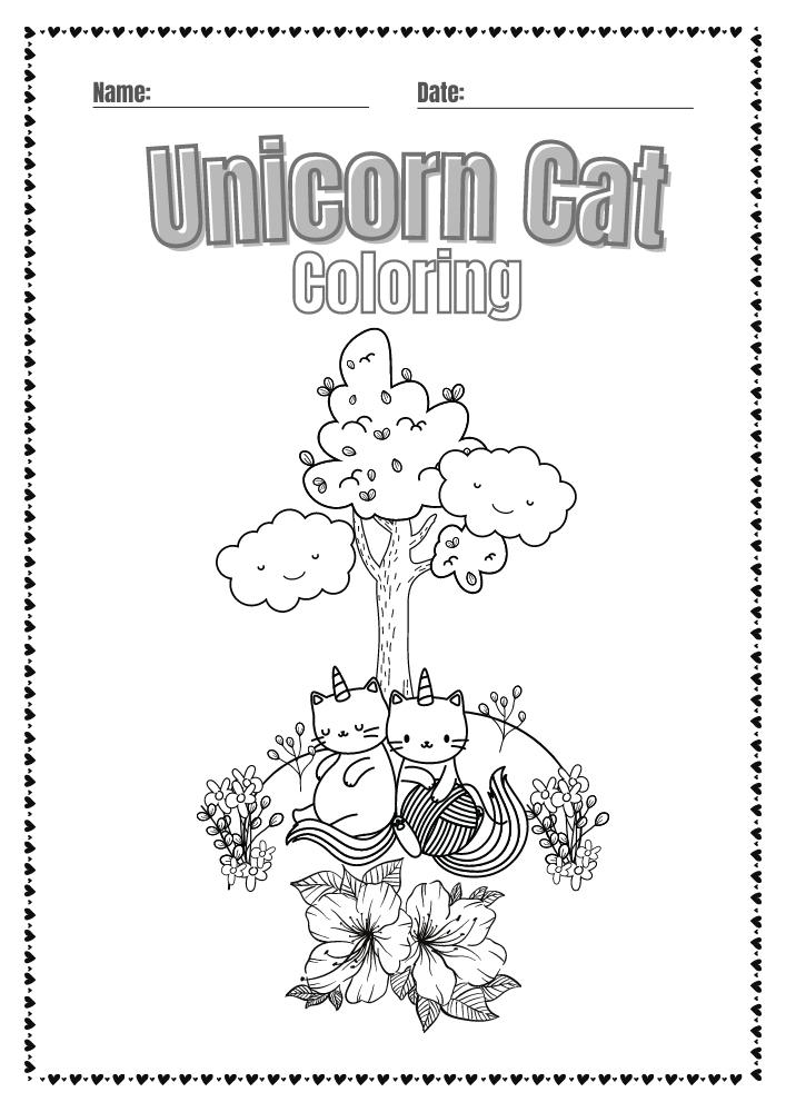 Unicorn cats coloring book for kids | Made By Teachers