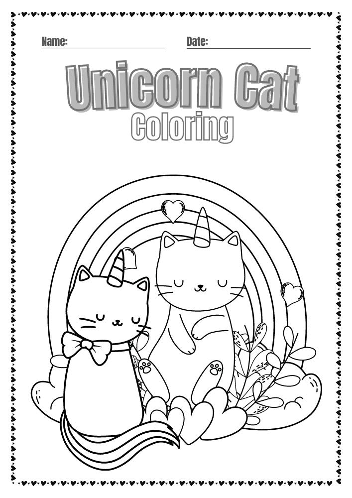 Unicorn cats coloring book for kids | Made By Teachers