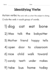 identifying verbs worksheet for grade 1 2 - identify action verbs ...