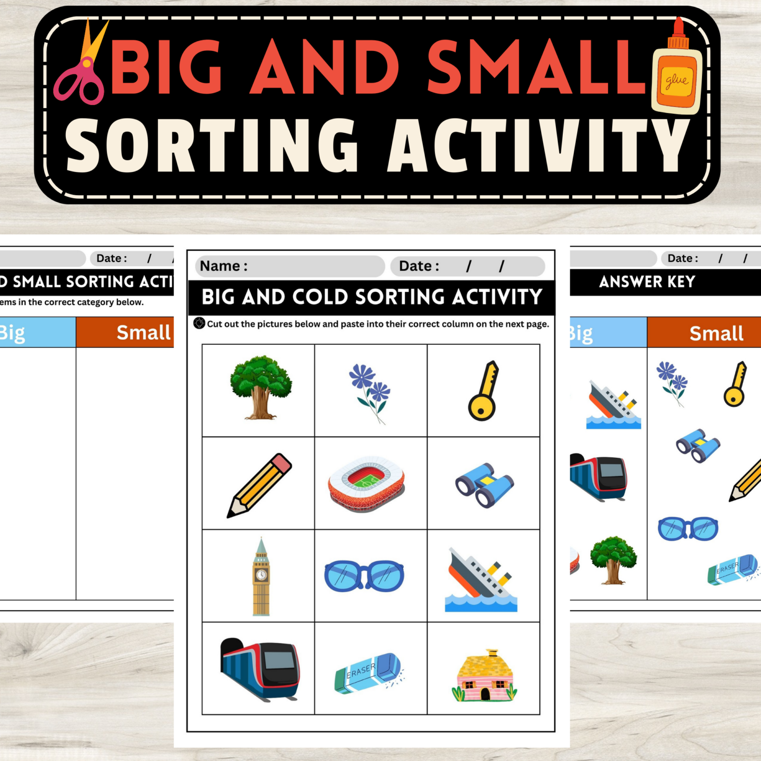 Exploring Sizes: Big and Small Sorting Activity | Cut and Paste - Made ...