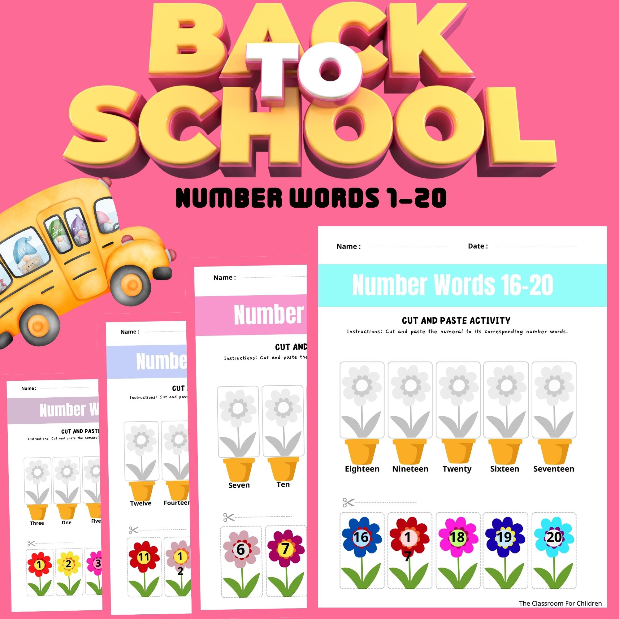 Learn numbers, Activities school, Printable school Number words 1-20 ...