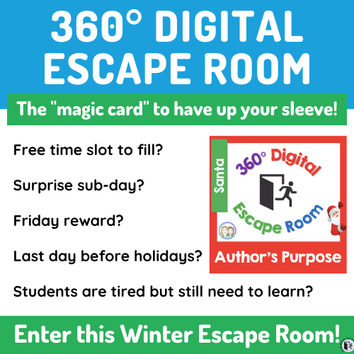 Author's Purpose Activities | Reading Digital Escape Room | Winter ...