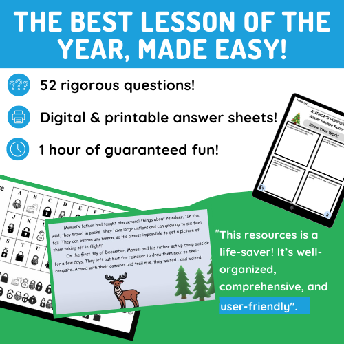 Author's Purpose Activities | Reading Digital Escape Room | Winter ...