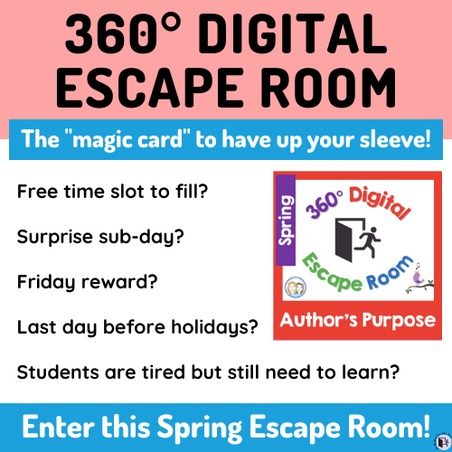 Author's Purpose Activities | 360° Digital Escape Room - Made By Teachers
