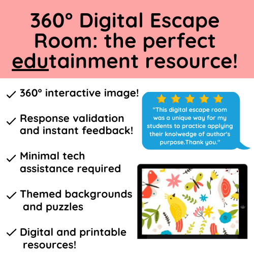Author's Purpose Activities | 360° Digital Escape Room - Made By Teachers