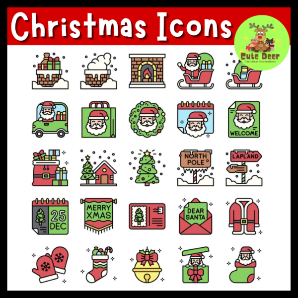 Christmas Icons Clip Art- Christmas Set Icons- Christmas, Winter ...
