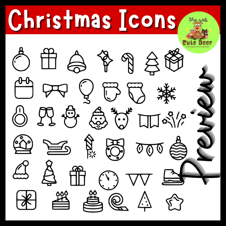 Christmas Icons Clip Art- Christmas Set Icons- Christmas, Winter ...