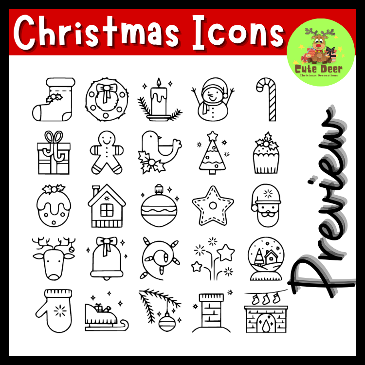 Christmas Icons Clip Art- Christmas Set Icons- Christmas, Winter ...