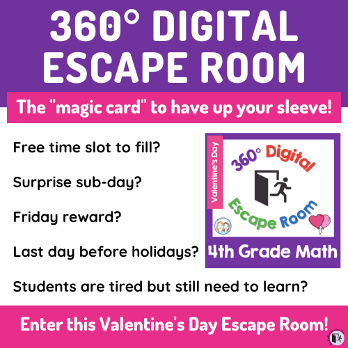 No Prep 4th Grade Math Escape Room | Valentine's Day | Digital ...