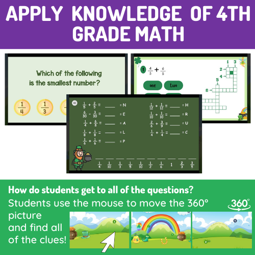 No Prep 4th Grade Math Escape Room | St Patrick's Day Fractions ...
