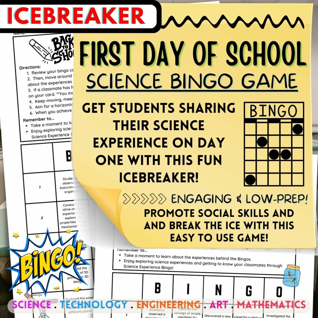 Back to School Science BINGO: First Day Icebreaker Middle School ...