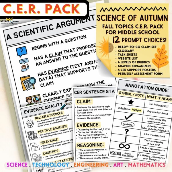 Science of Fall CER Pack for Middle School Practical Engaging Topics ...