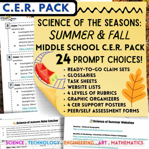 Science of the Seasons CER Bundle for Middle School: Science of Summer ...