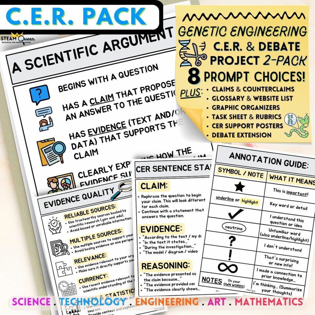 CER Genetic Engineering Scientific Argument Set Debate Project 2-Pack ...