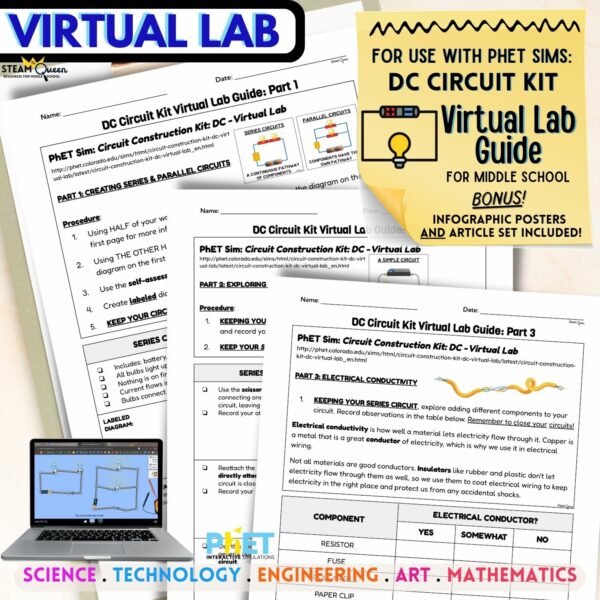 PhET Sims Virtual Lab Pack: DC Electrical Circuits - Complete Middle ...