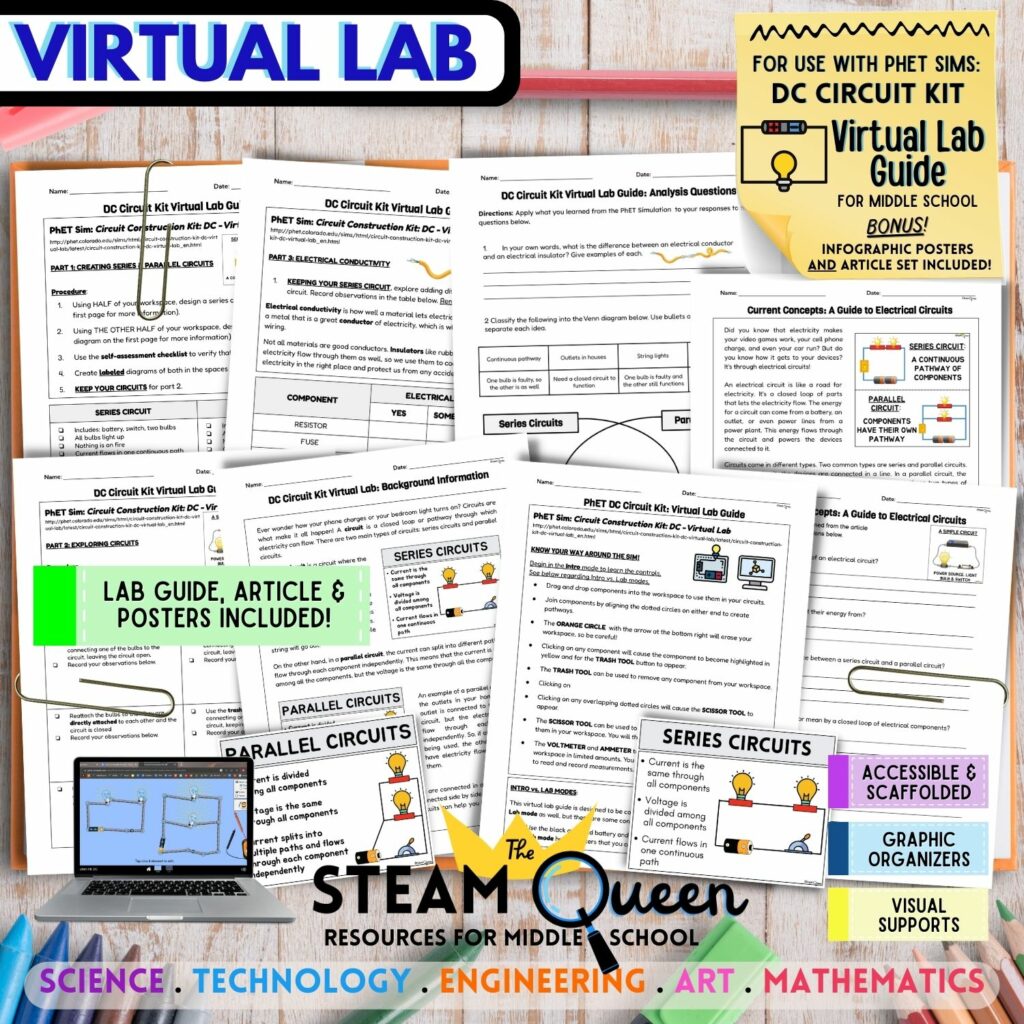 PhET Sims Virtual Lab Pack: DC Electrical Circuits - Complete Middle ...