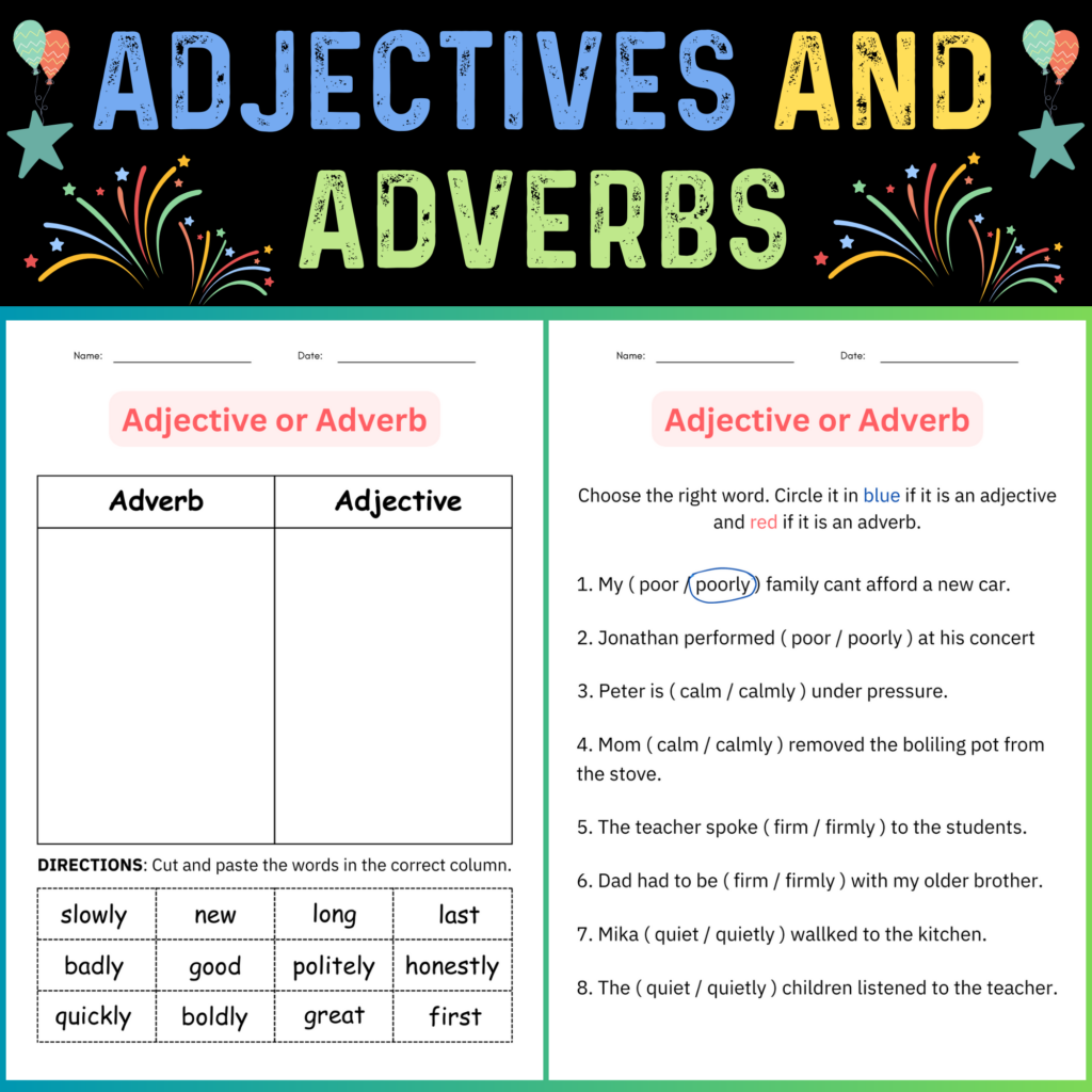 Daily Grammar Activities - Adjectives & Adverbs - Worksheets 3rd, 4th ...
