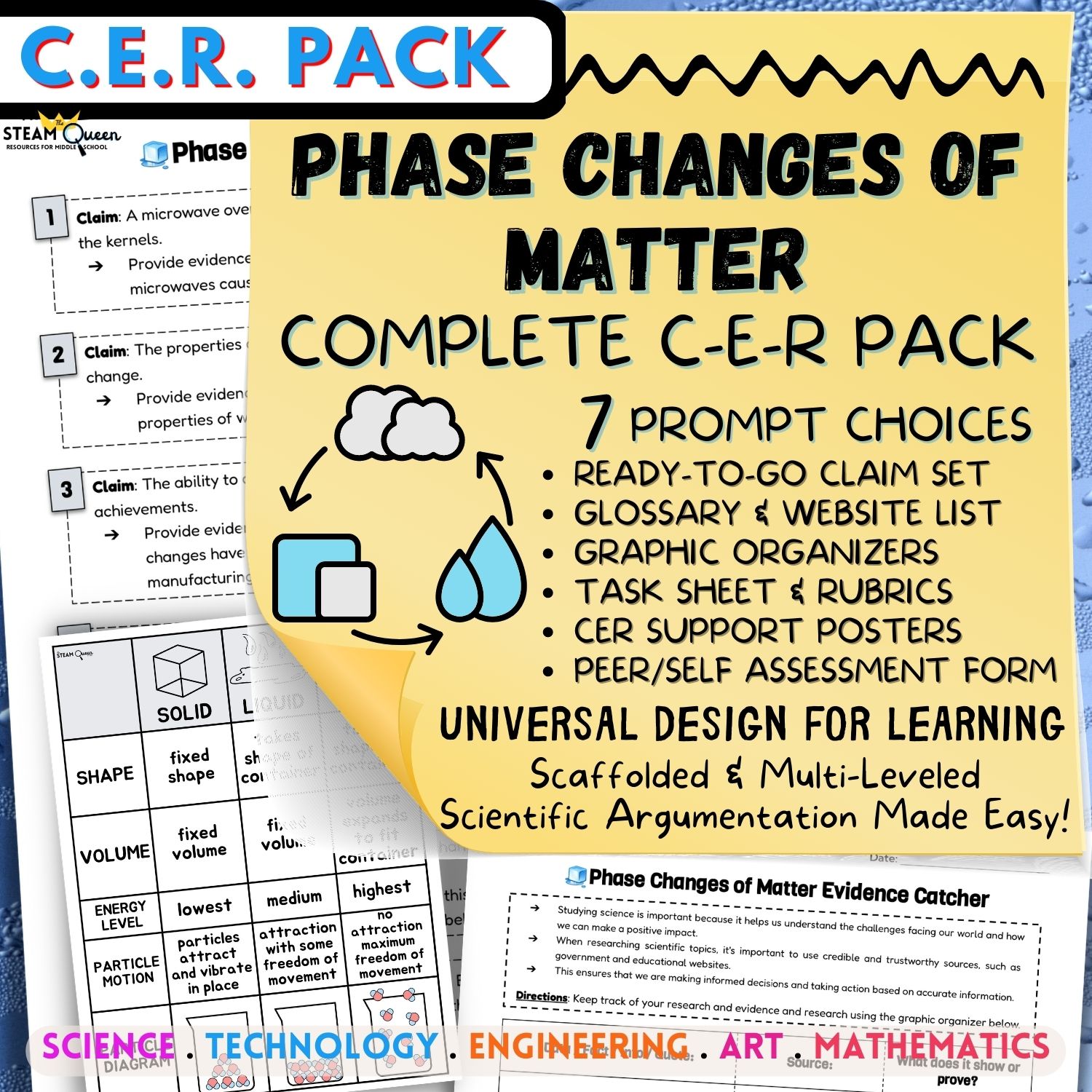 CER Phase Changes Scientific Arguments: 7 Claim Options & More! Middle ...